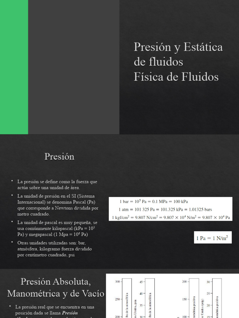 2 Presión y Estatica de Fluidos (3) | PDF | Presión | Pascal (Unidad)