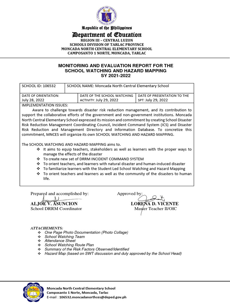 Mnces School Watchin and Hazard Mapping | PDF | Safety