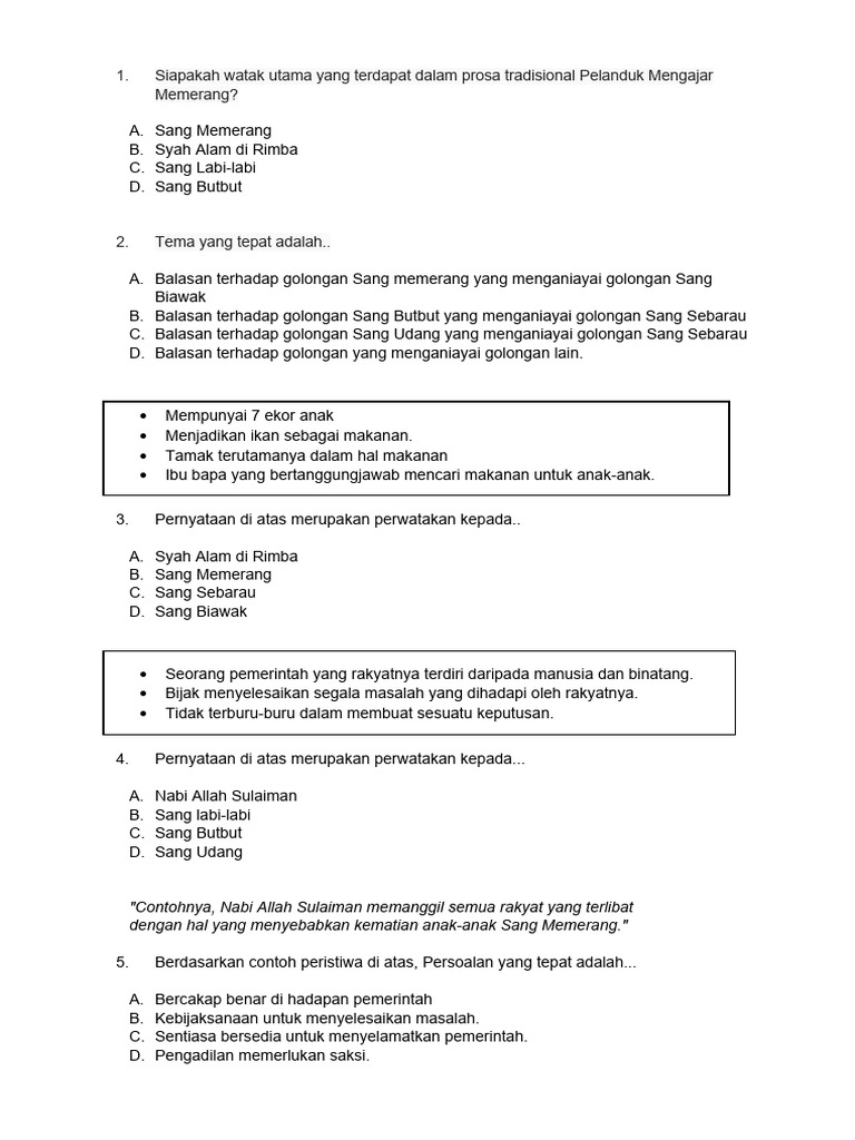Latihan Pelanduk Mengajar Memerang | PDF