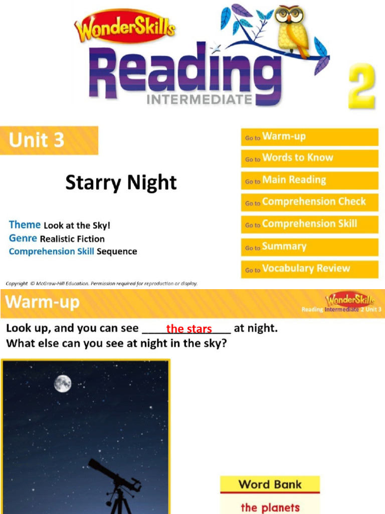 Intermediate 2 Unit 3 Starry Night | PDF | Science & Mathematics