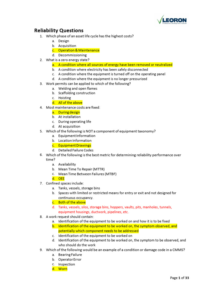 Answer List | PDF | Pump | Mechanical Engineering