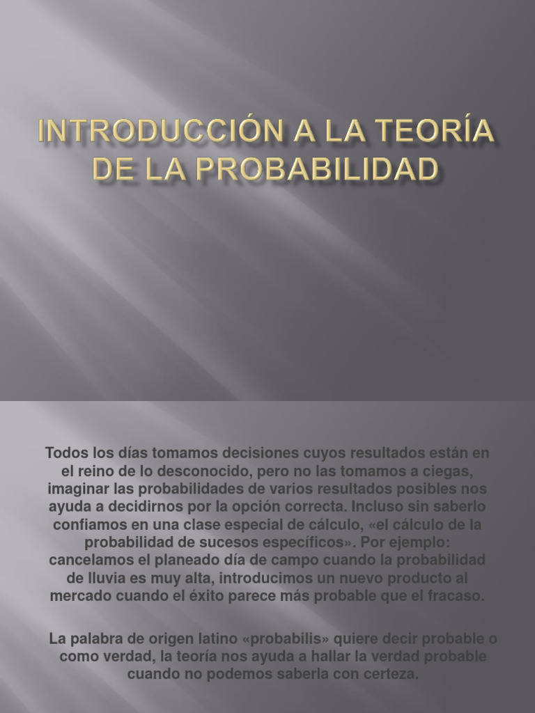 Introducción A La Teoría de La Probabilidad | PDF | Probabilidad | Matemáticas