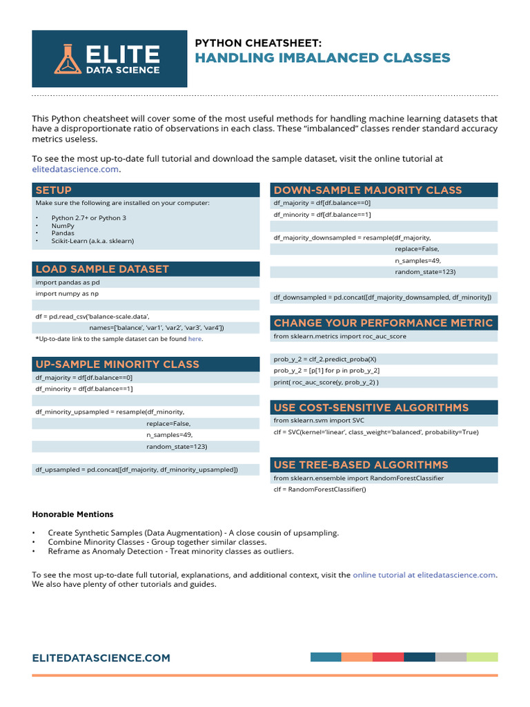 Imbalanced Classes Cheatsheet | PDF | Cognitive Science | Computing