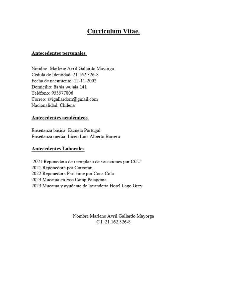 Avril Curriculum | PDF | Ciencias sociales | Estilo de vida