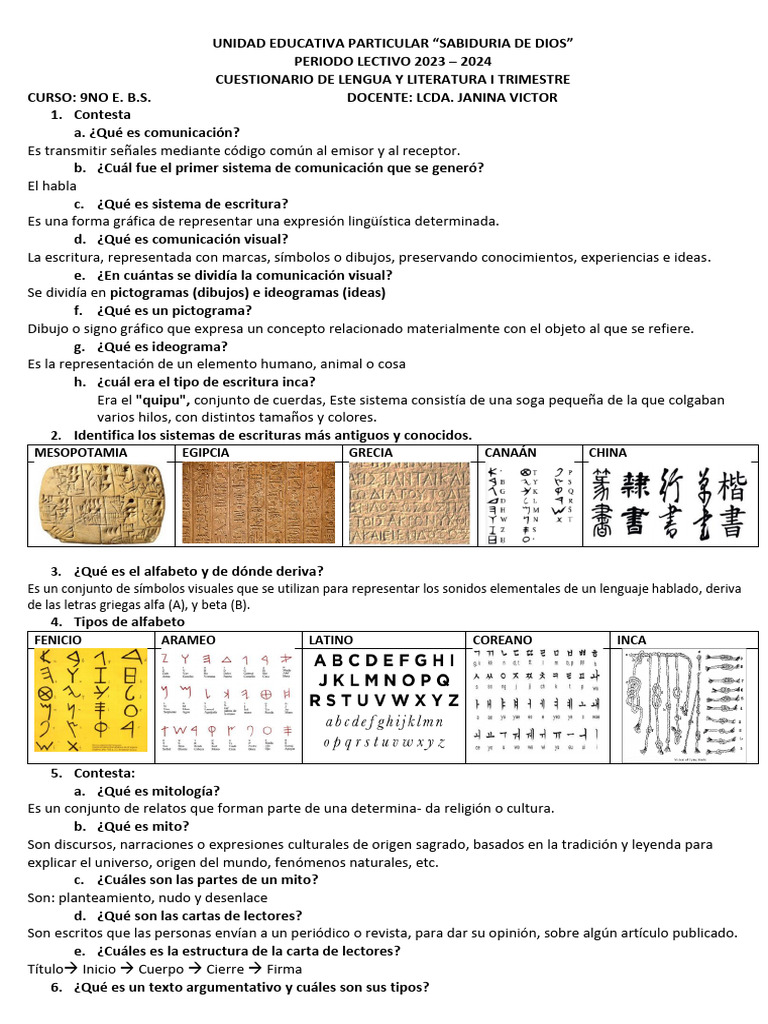 Lengua 9no-Cuest It | PDF | Poesía | Metro (poesía)