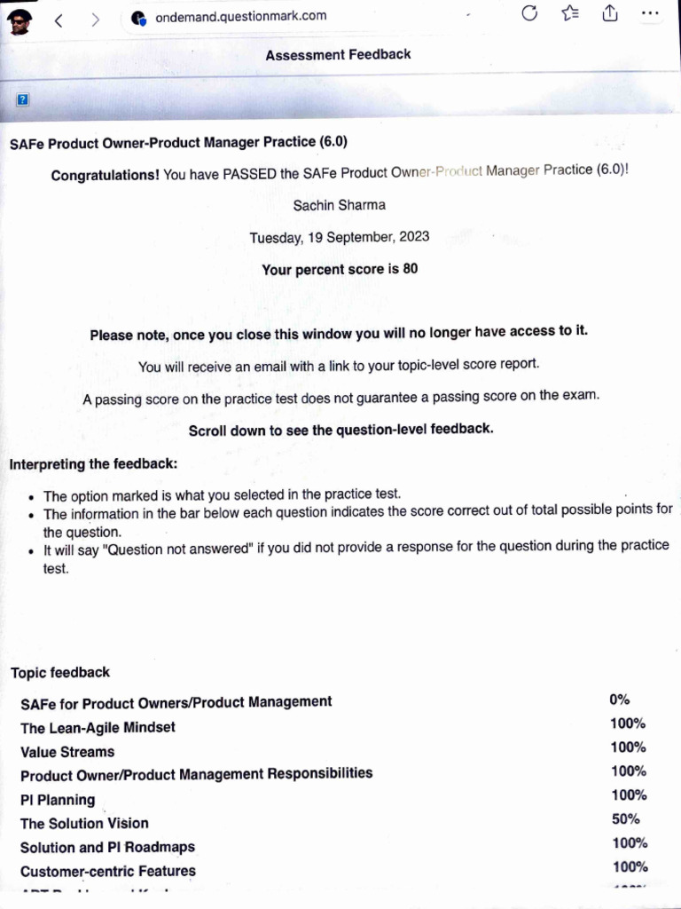 Practice Test - Safe POPM PDF | PDF | Scrum (Software Development ...