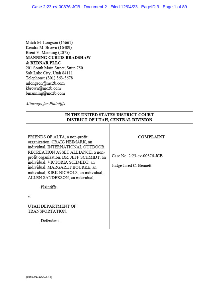 Lawsuit To Stop Work On Little Cottonwood Gondola Project | PDF ...