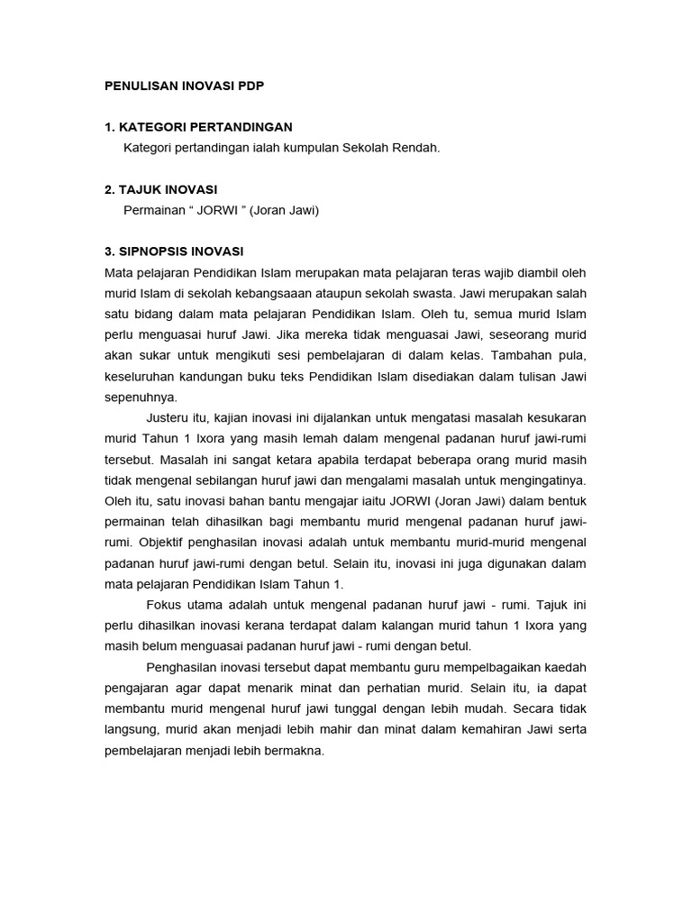 Penulisan Inovasi PDP | PDF