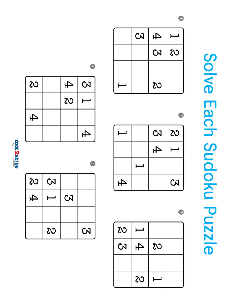2x2 Sudoku Printable | PDF