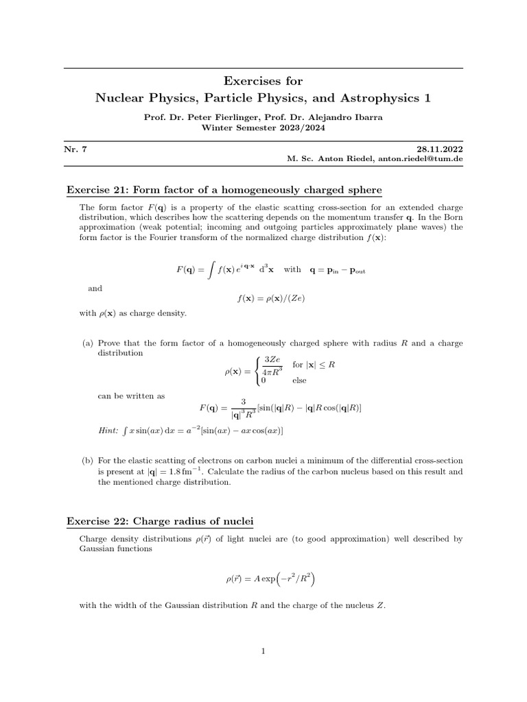 Uebung07 en | PDF | Cross Section (Physics) | Atomic Nucleus