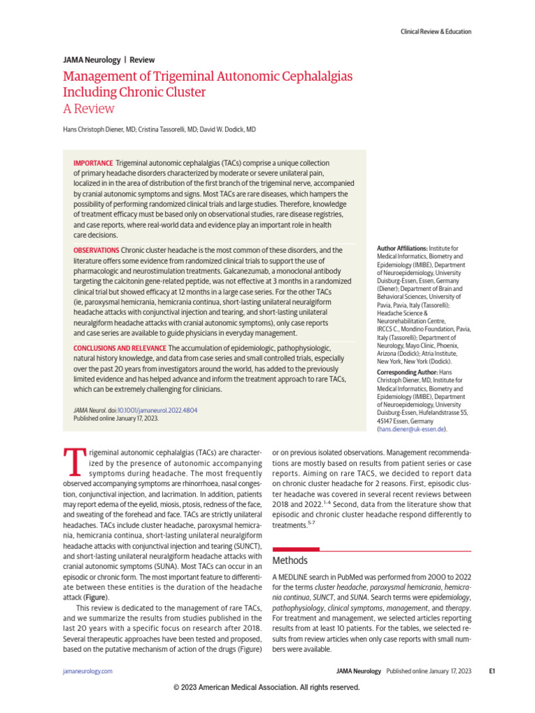 Tac - Jama 2023 | PDF | Headache | Symptoms And Signs