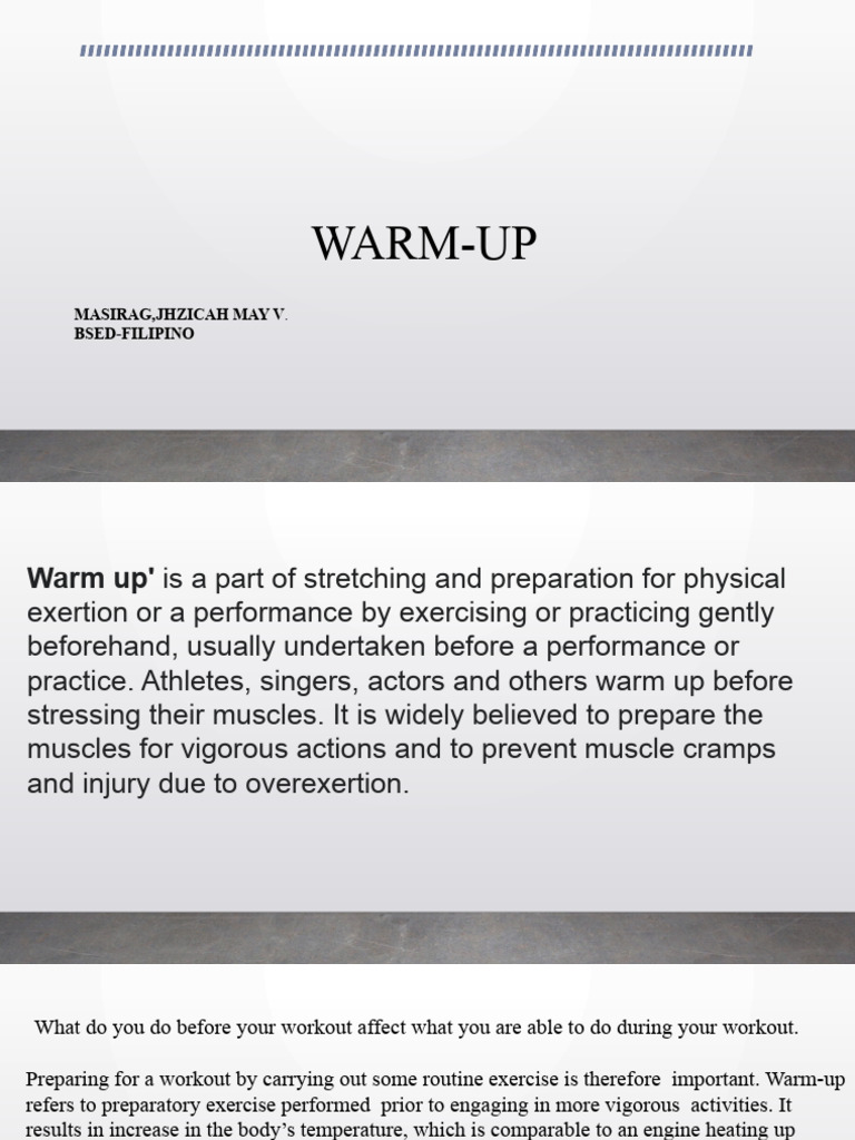 Warm Up | PDF | Physical Fitness | Physical Exercise