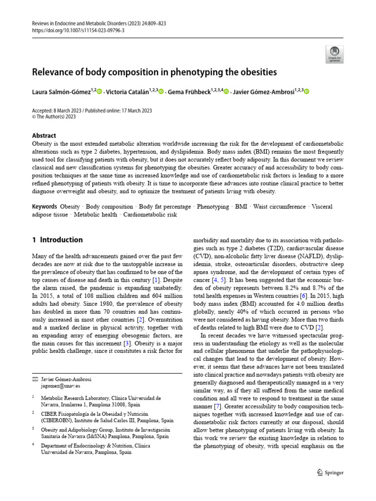 Relevance of Body Composition in Phenotyping The Obesities | PDF ...