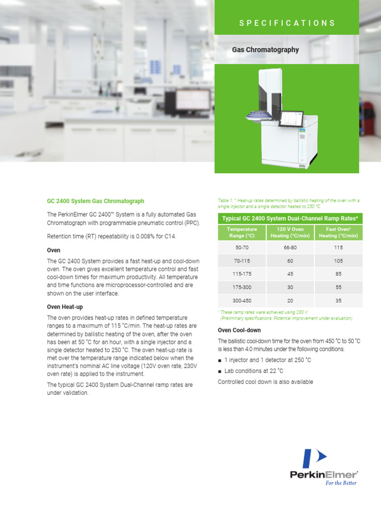 GC 2400 Specification | PDF | Gas Chromatography | Chromatography