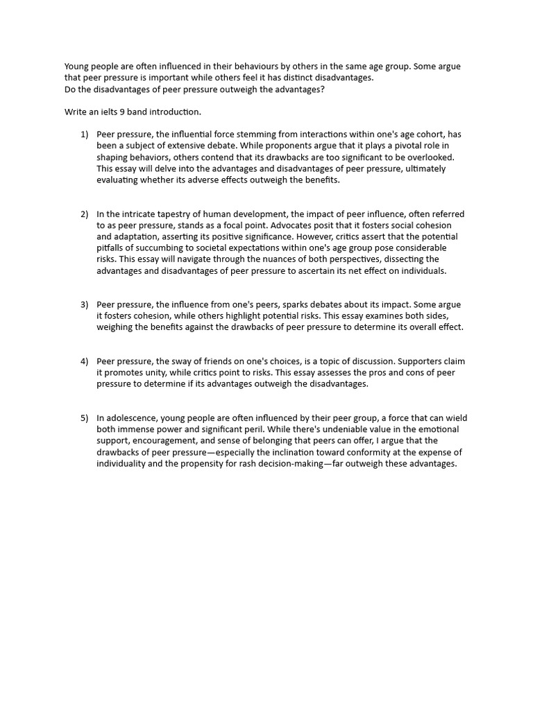 Intro Peer Pressure | PDF