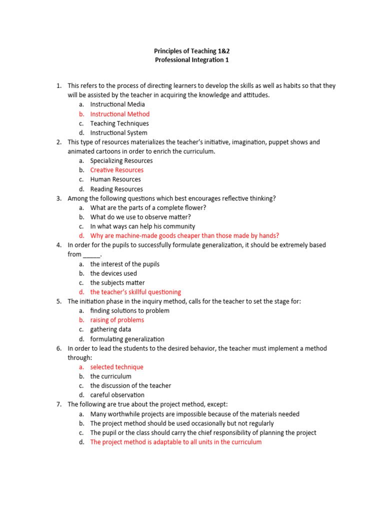 Principles of Teaching | PDF | Teachers | Learning