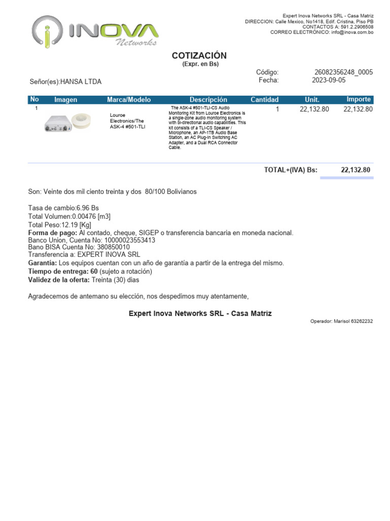 Inova Cotizacion | PDF | Bancario | Tecnología financiera