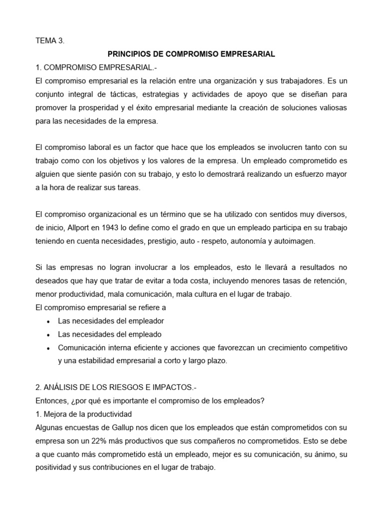 T.3. Principios de Compromiso Empresarial | PDF | Business | Liderazgo