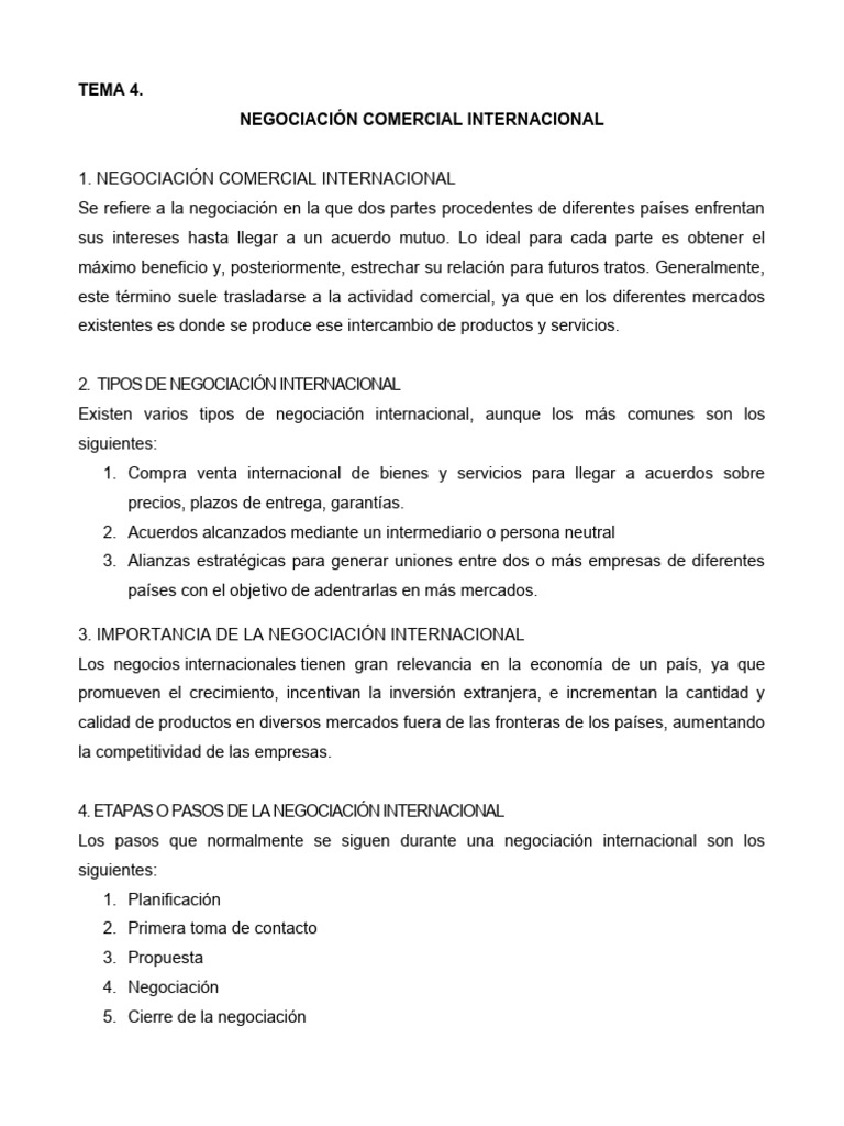 T 4 Negociación Comercial Internacional Pdf Negociación Mercado Economía