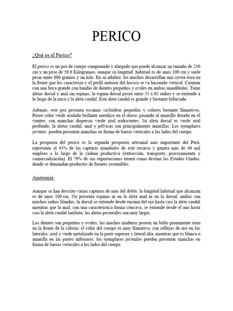 PERICO | PDF | Pescado como alimento | Carne