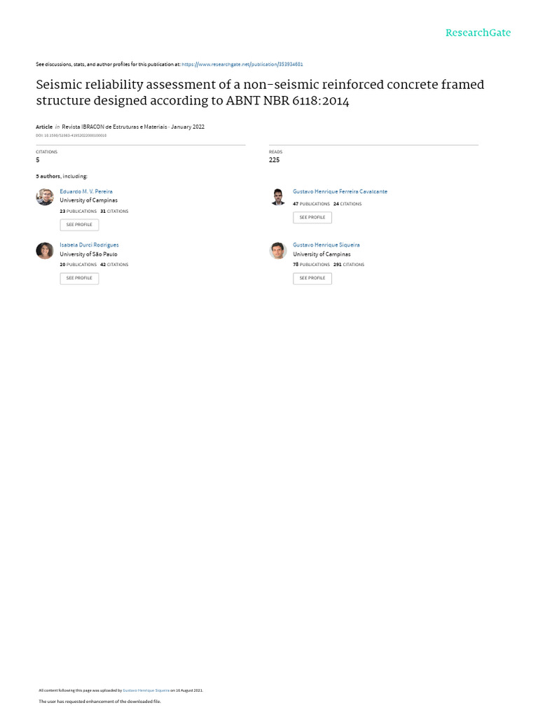 PEREIRA Et Al. (2022) - Seismic Reliability Assessment of A Non-Seismic ...
