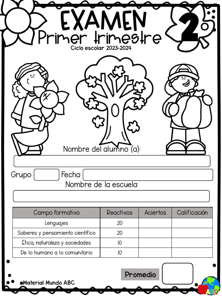 104.examen Segundo Grado-PRIMER TRIMESTRE | PDF