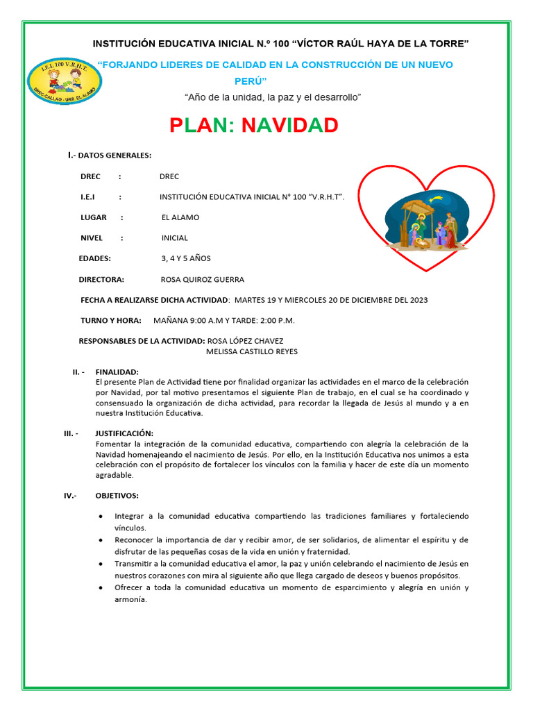 Plan de Navidad - Actualizado | PDF | Navidad | Salón de clases