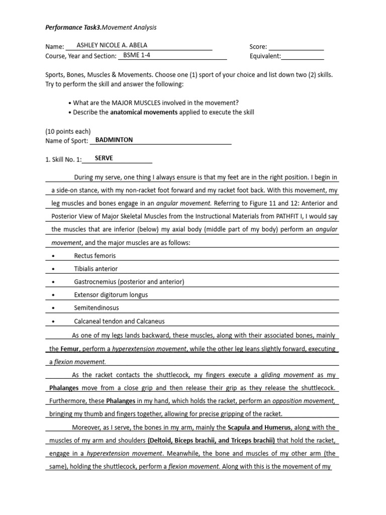 Movement Analysis | PDF | Foot | Arm