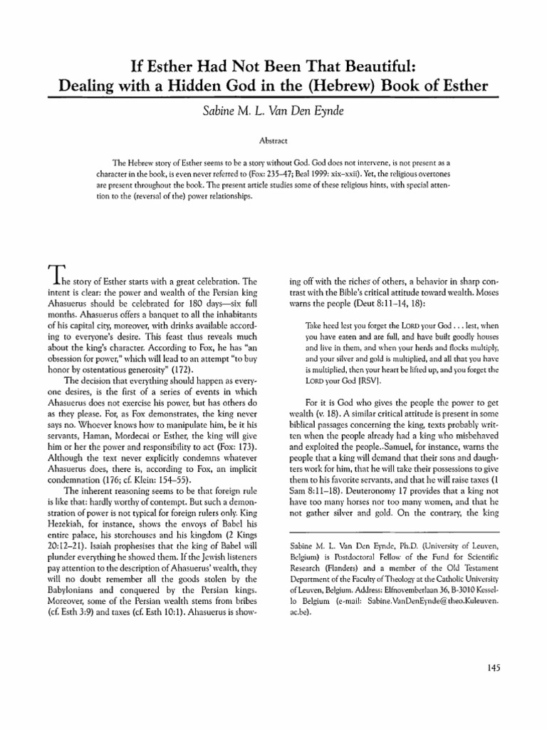 Hidden Divinity in the Book of Esther | PDF | Book Of Esther | Esther