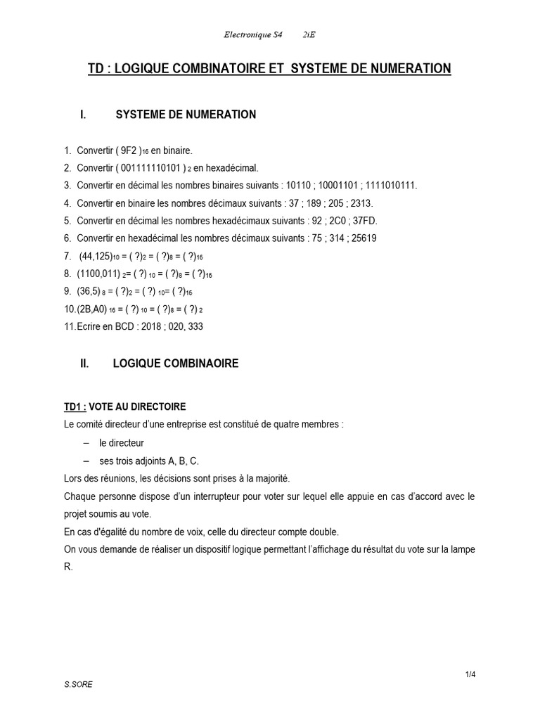 Logique combinatoire et numération | PDF | Arithmétique | Mathématiques