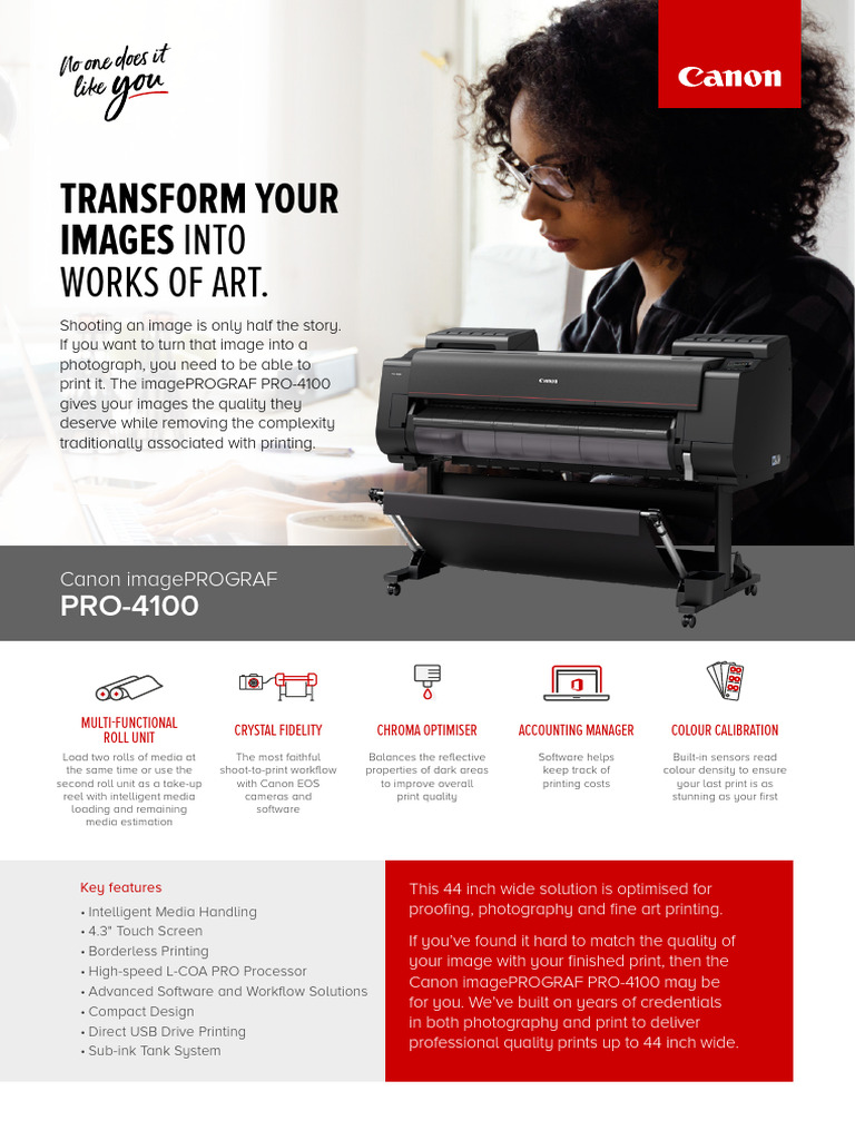 imagePROGRAF PRO 4100 Datasheet | PDF | Usb | Printer (Computing)