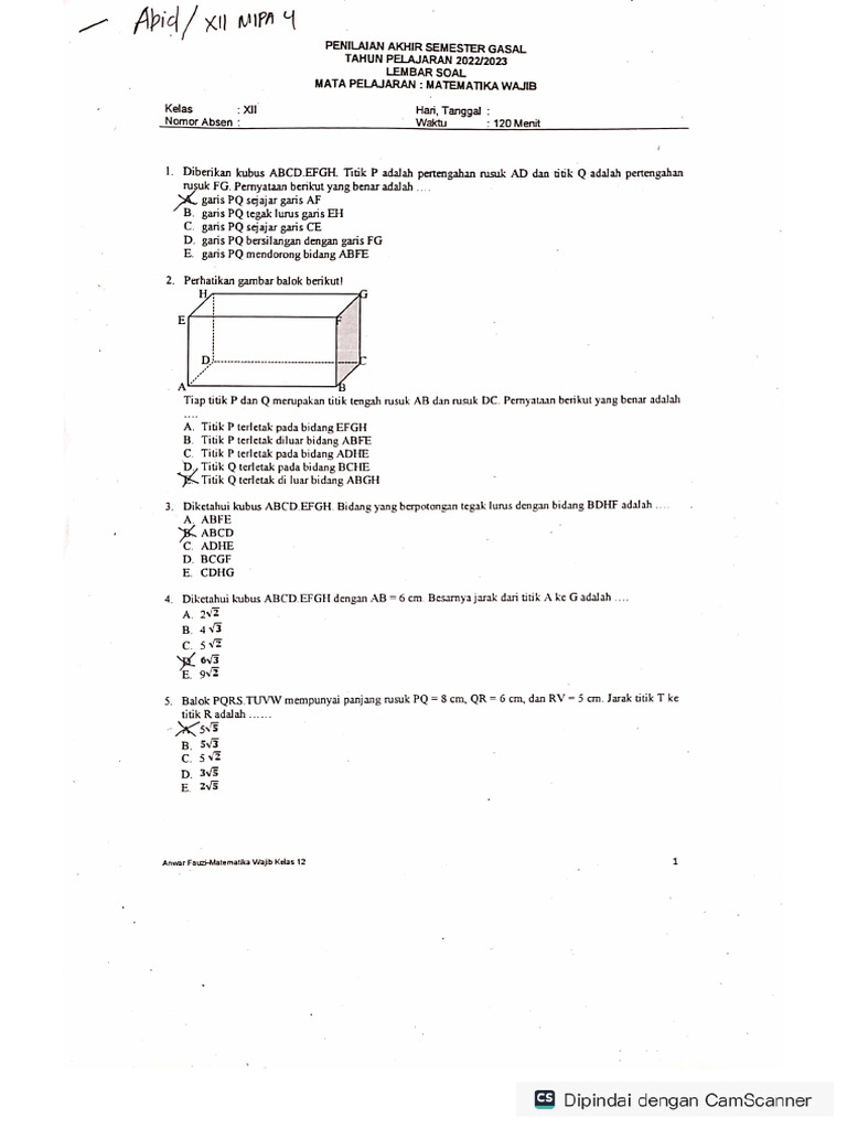 Soal Pas Matwa | PDF