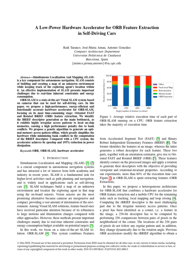 A Low Power Hardware Accelerator For Orb Feature Extraction In Self