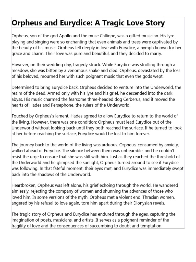 Orpheus and Eurydice | PDF | Poetry | Art