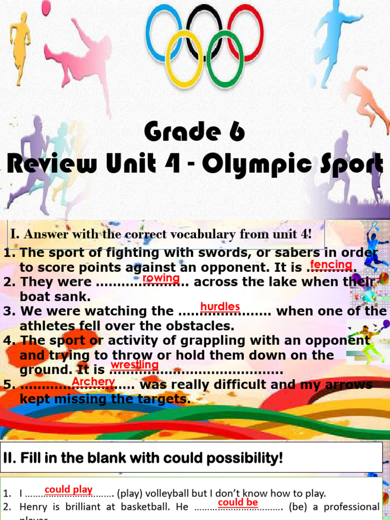 Grade 6 - Review Unit 4 | Download Free PDF | Sports