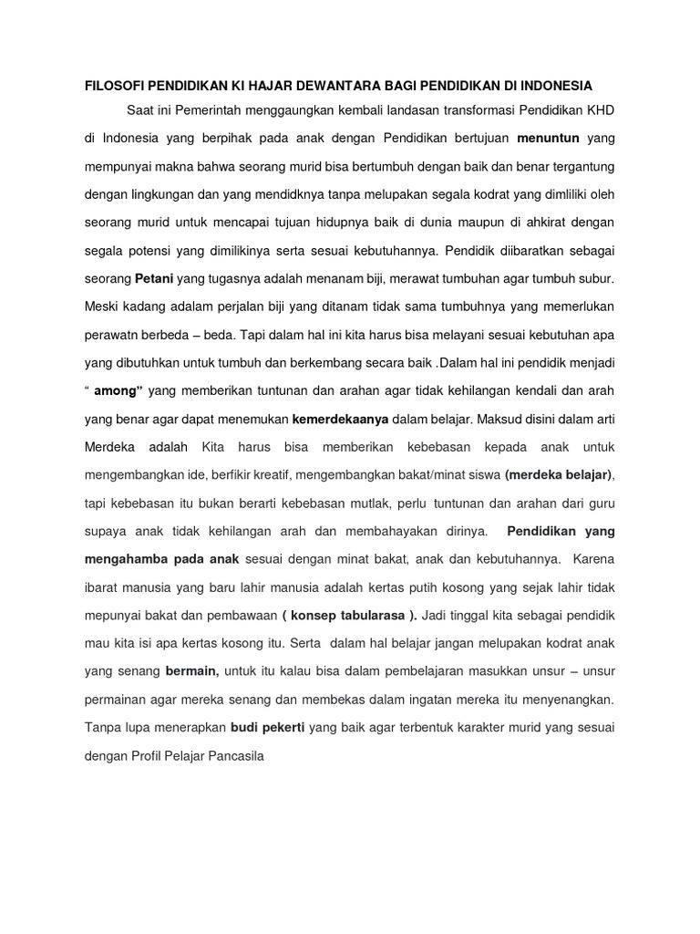 Filosofi Pendidikan KHD di Indonesia | PDF