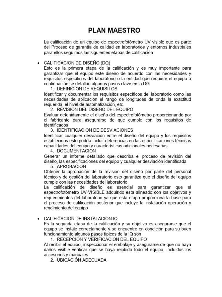 Plan Maestro | PDF | Calibración | Laboratorios