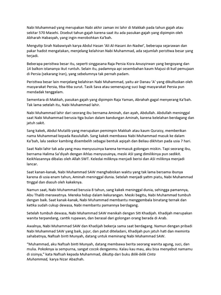 KIsah Nabi Muhammad SAW - PAI | PDF