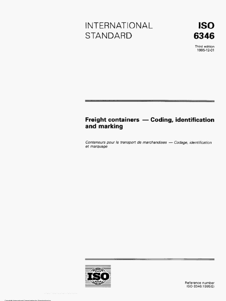 ISO 6346 1995 Freight Containers - Coding Identification and Marking | PDF