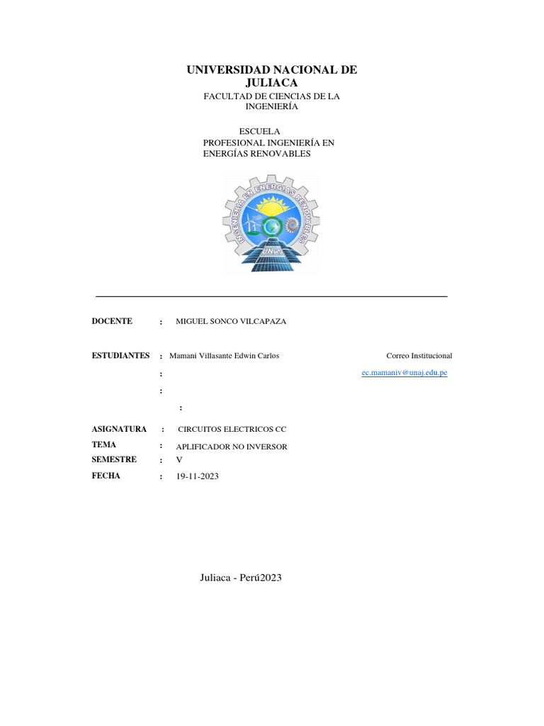 Mamani Villasnte Edwin Carlos - (Inf-05 - Opam) | PDF | Amplificador | Red eléctrica