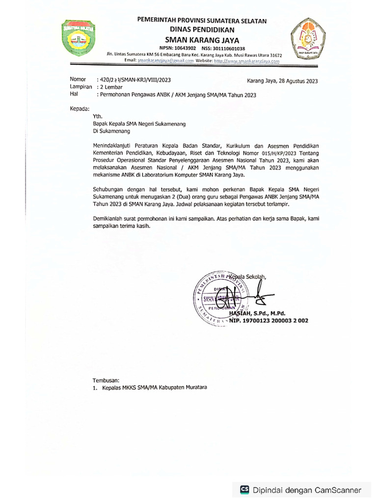 Surat Undangan Pengawas ANBK | PDF