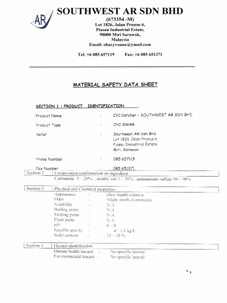 MSDS Catcher Full | PDF