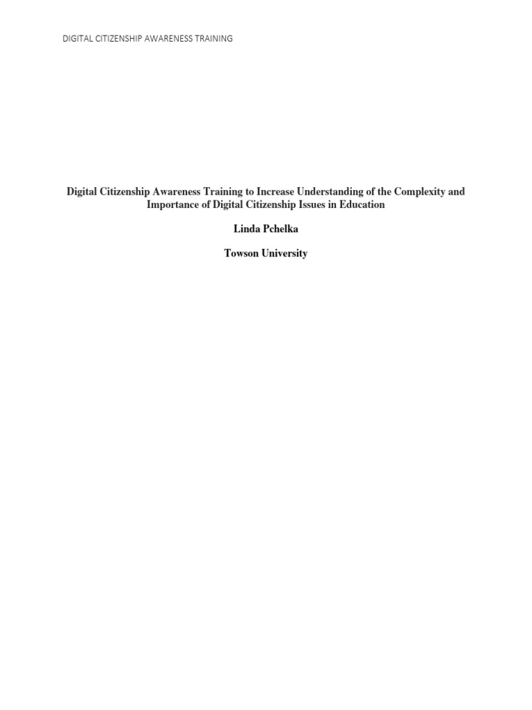 Digital Citizenship Awareness and Teacher Training Plan | PDF ...