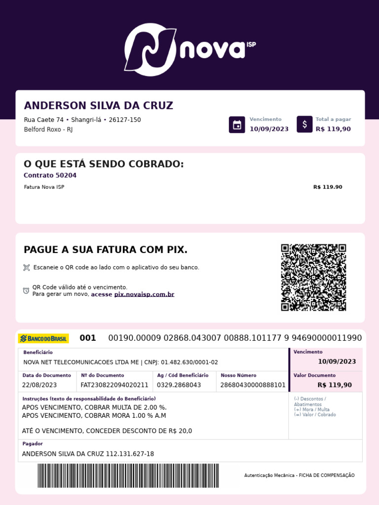 Fatura Nova ISP | PDF