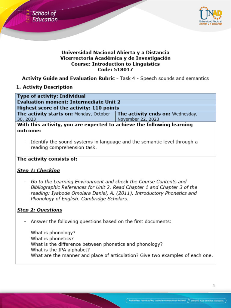 Activity Guide and Evaluation Rubric - Task 4 - Speech Sounds and ...