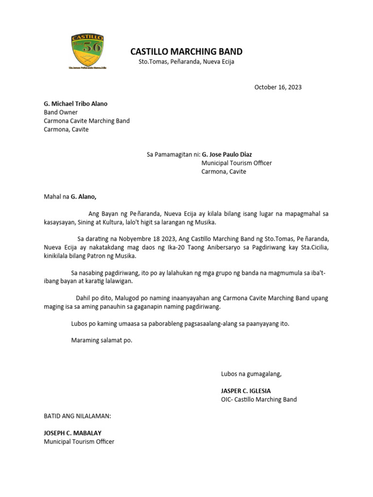 Castillo Marching Band | PDF
