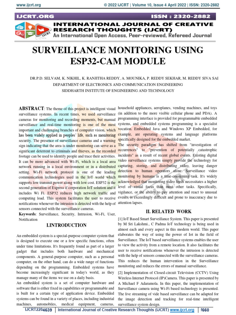 IJCRT2204639 | PDF | Surveillance | Closed Circuit Television