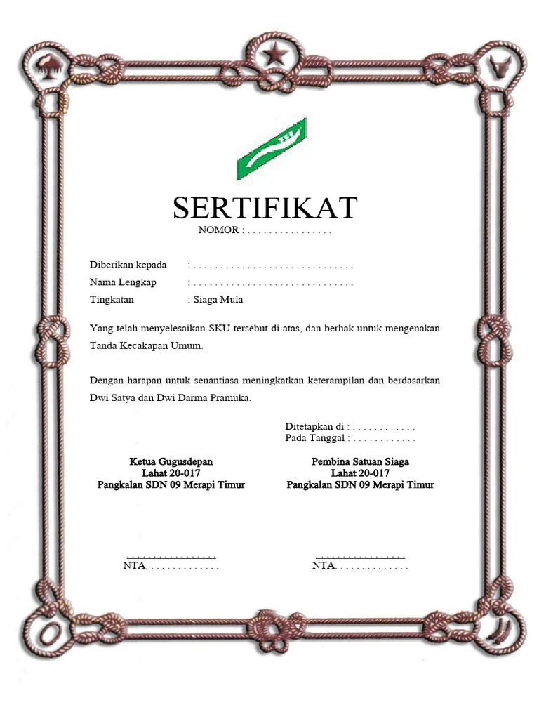 Sertifikat Tku Pramuka Siaga | PDF
