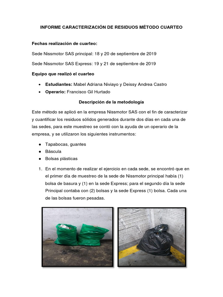 Anexo 6. Informe Metodo Cuarteo | PDF | Residuos | Producción y fabricación