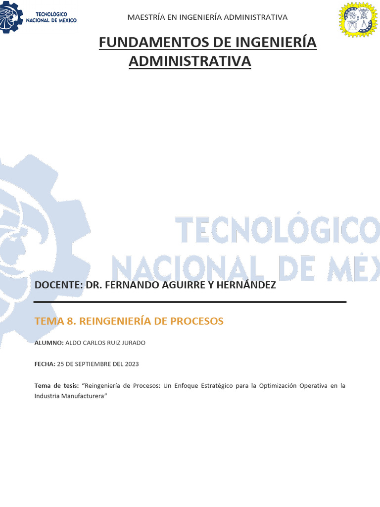 Reingeniería de Procesos | PDF | Procesos de negocio | Informática